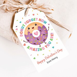 Donut Forget How Amazing You Are, Valentine's Day Gift Tag, Cute Donut ...