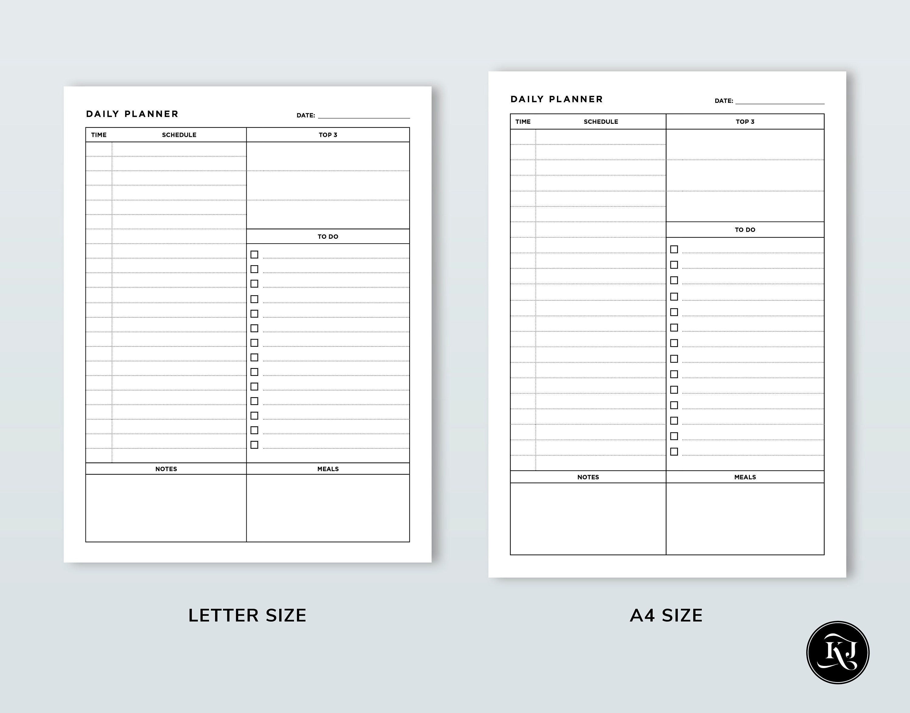 Printable Daily Planner, Simple Daily Organizer, Minimalist Daily ...