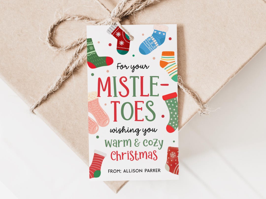 For Your Mistle-toes Tag, Christmas Gift Tag, Sock Holiday Tag, Staff ...