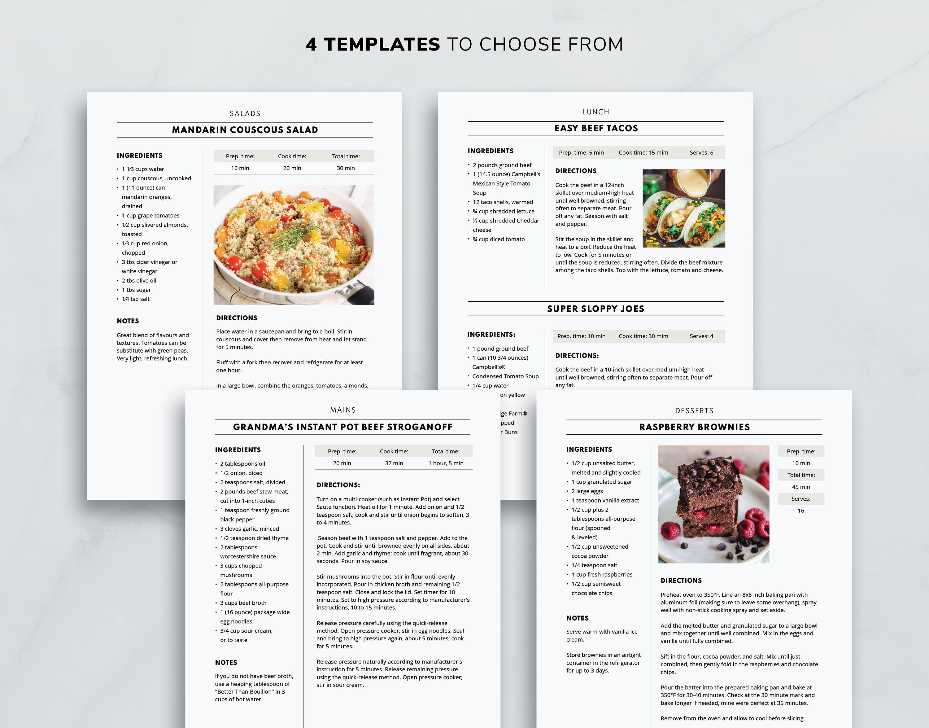 Recipe Template Printable Recipe Book Editable Recipe | Etsy Canada