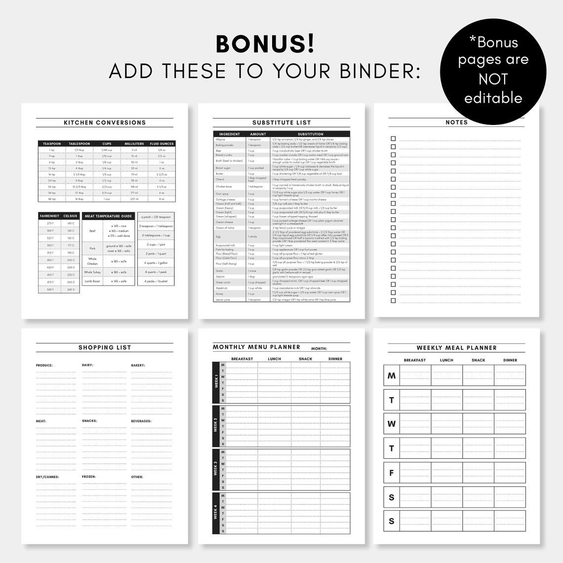 Recipe Book Template Editable Recipe Book In Word Recipe Etsy Canada