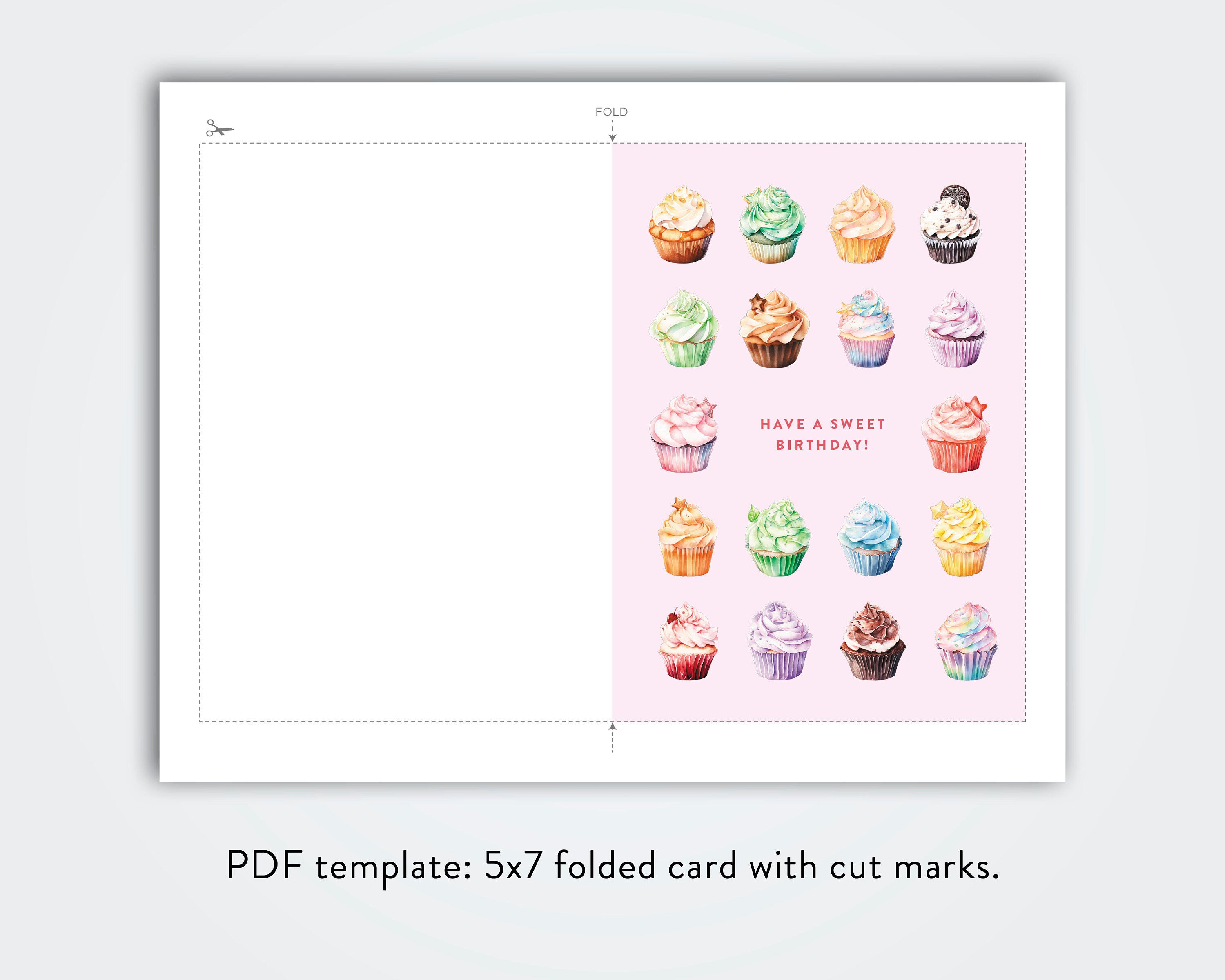 Happy Birthday Printable Greeting Card Sweet Birthday Folded - Etsy