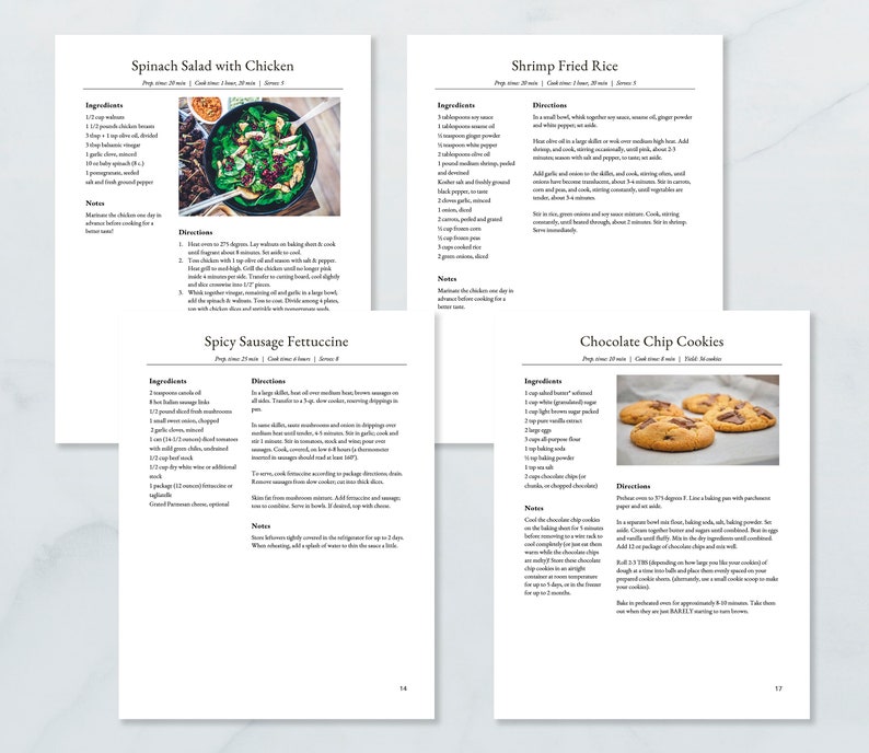 Editable Cookbook MS Word Template Classic Style Printable - Etsy