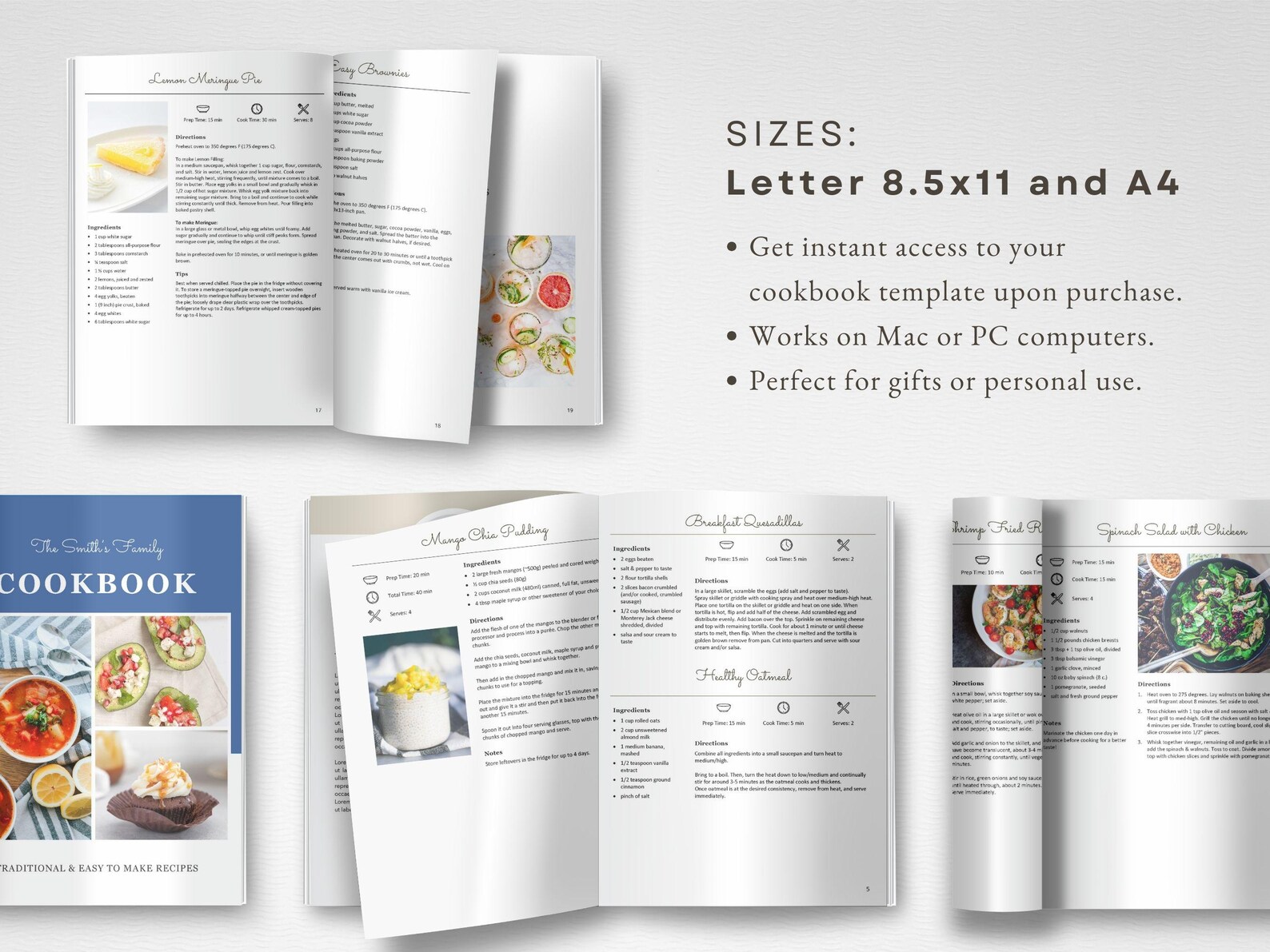 Editable Recipe Book, Word Template, Printable Cookbook Binder, Kitchen ...
