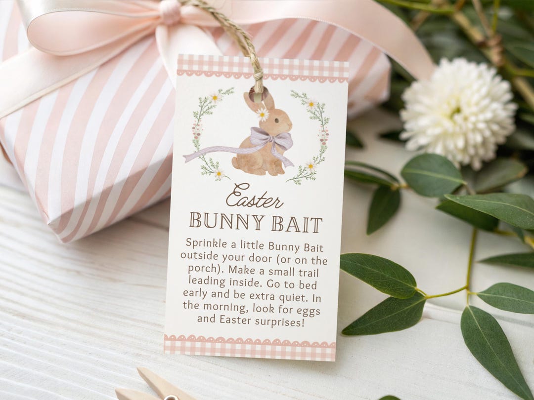 Easter Bunny Bait Gift Tag, Editable in Canva, Printable Instructions ...