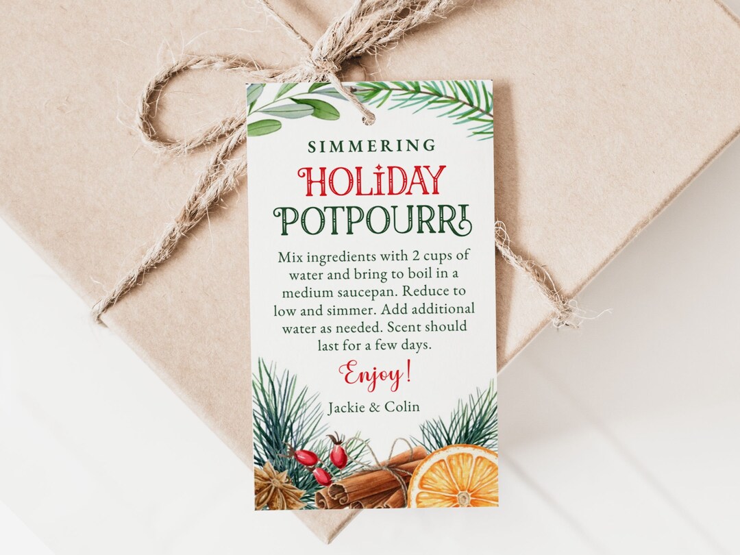 Simmering Holiday Potpourri, Gift Tag Instructions, Printable Stovetop ...