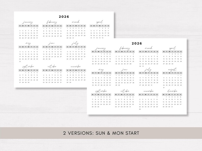 2026 Desk Calendar Printable, Letter Size, Simple Modern Planner ...