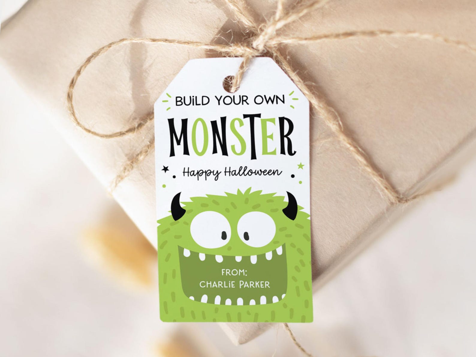 Build Your Own Monster Gift Tag, Printable Halloween Party Favor Tag ...