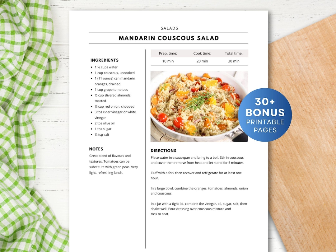 Editable Simple Recipe Template, Printable Recipe Book, Recipe Page, MS ...