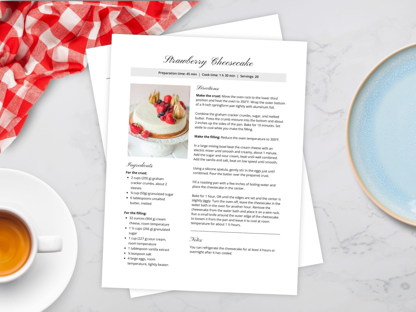 Recipe Template With Sript Font, Printable Recipe Page, Elegant Recipe ...