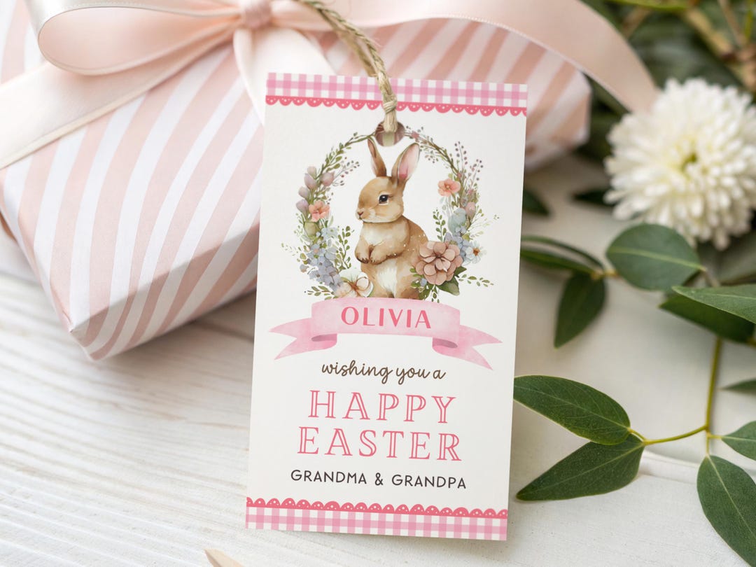Editable Easter Gift Tag, Personalized Kids Treat Label, Printable ...