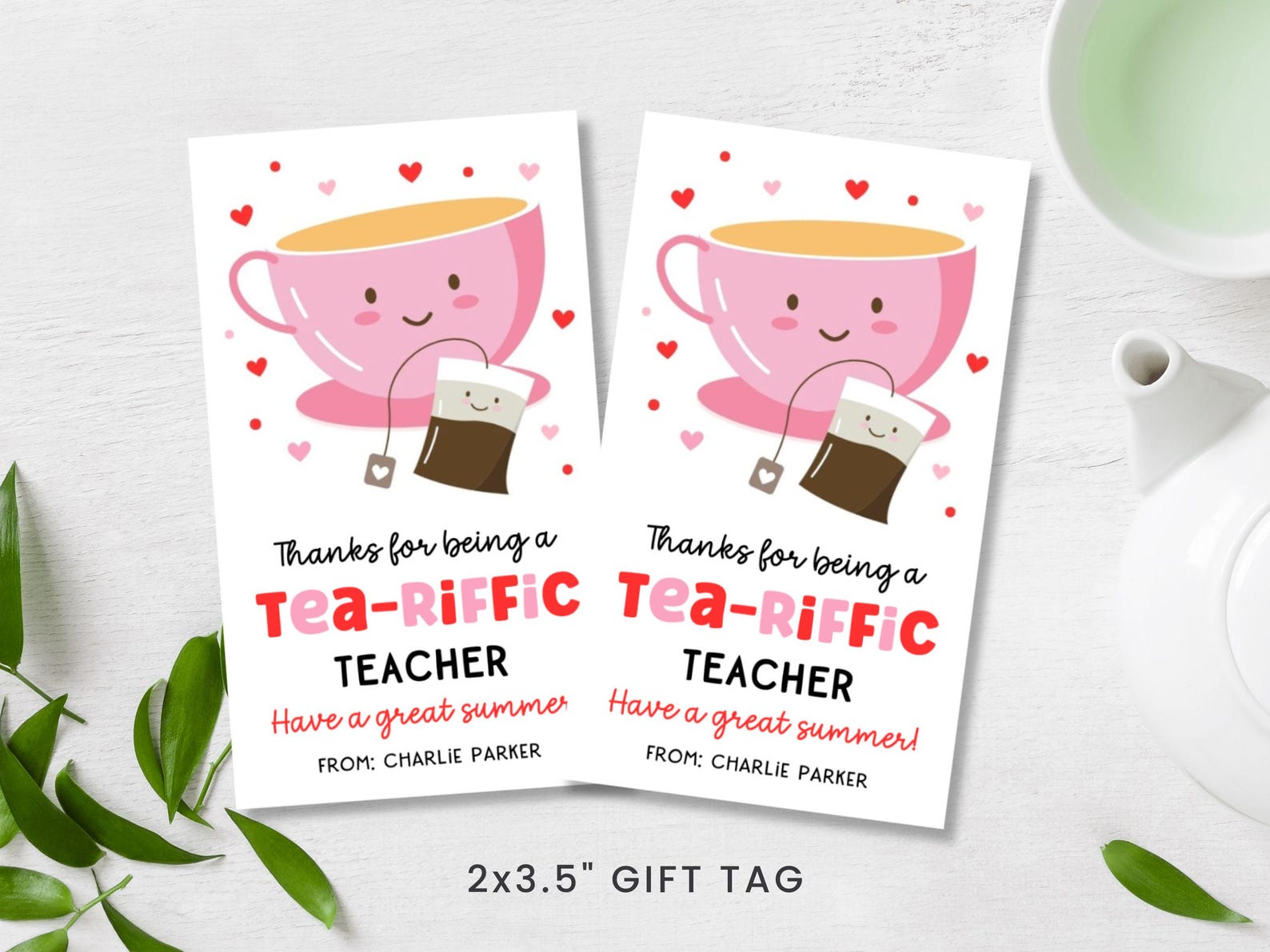 Printable Tea-riffic Teacher Gift Tag, Tea-themed Teacher Appreciation ...