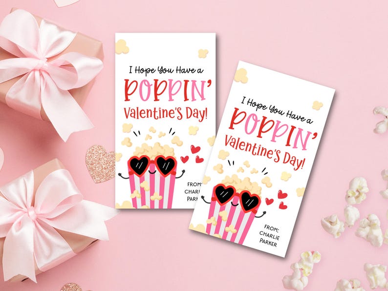 Have a Poppin' Valentine's Day, Printable Popcorn Valentine Tag ...