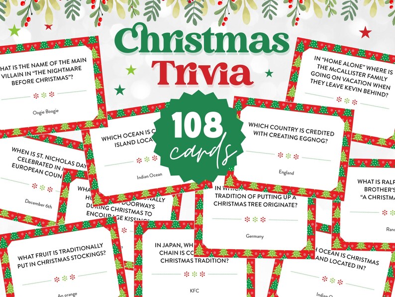 Christmas Trivia, Trivia Quiz, Printable Christmas Party Game, Fun ...