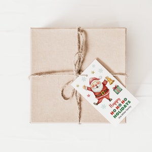 Printable Santa Christmas Gift Tag, Editable Holiday Tag, Cute Santa ...