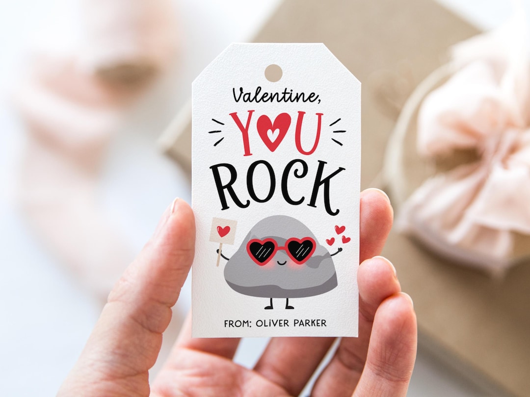 You Rock Valentine's Day Gift Tag, Printable Kids Classroom Valentine ...