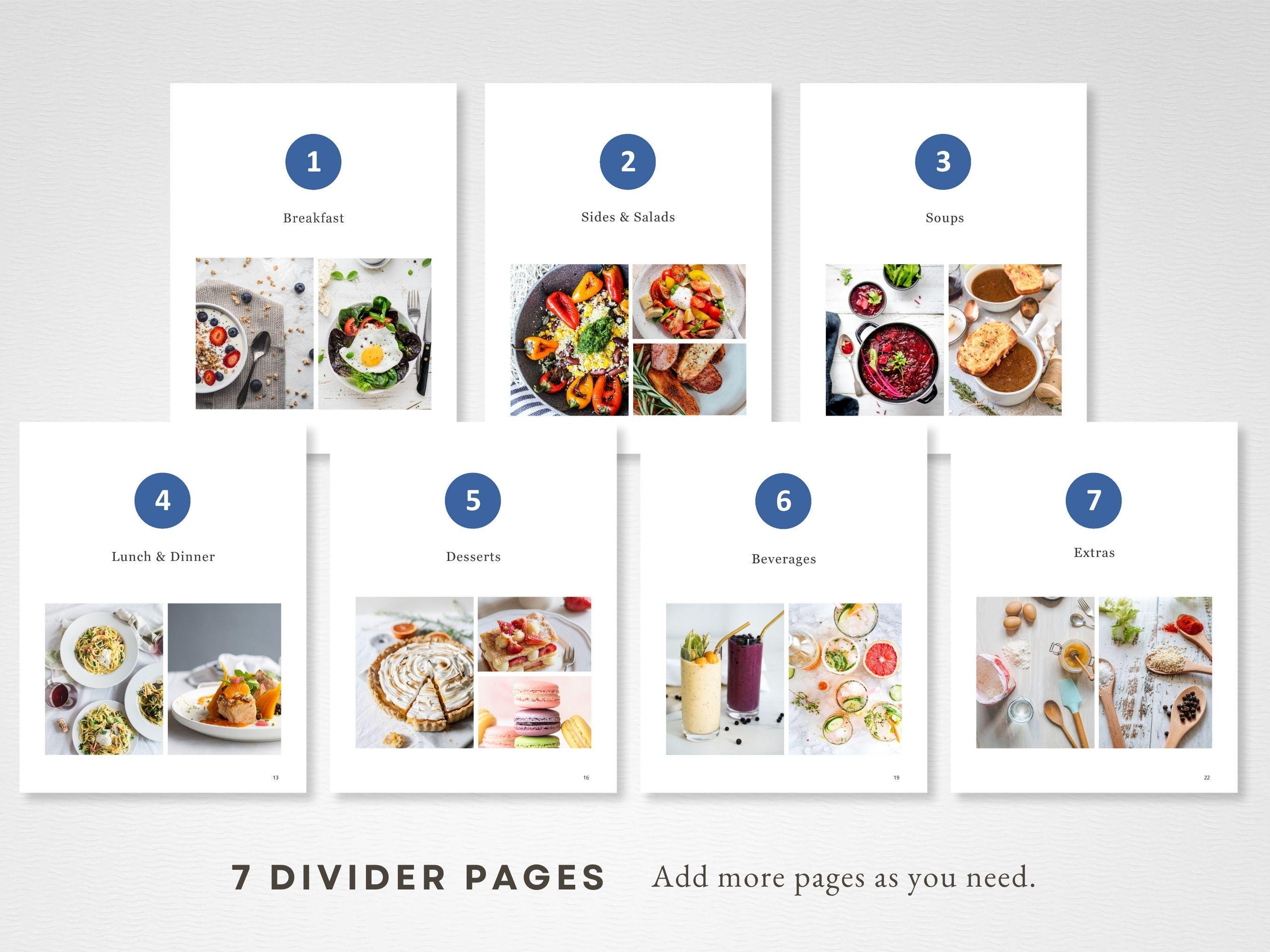 Editable Recipe Book, Word Template, Printable Cookbook Binder, Kitchen ...