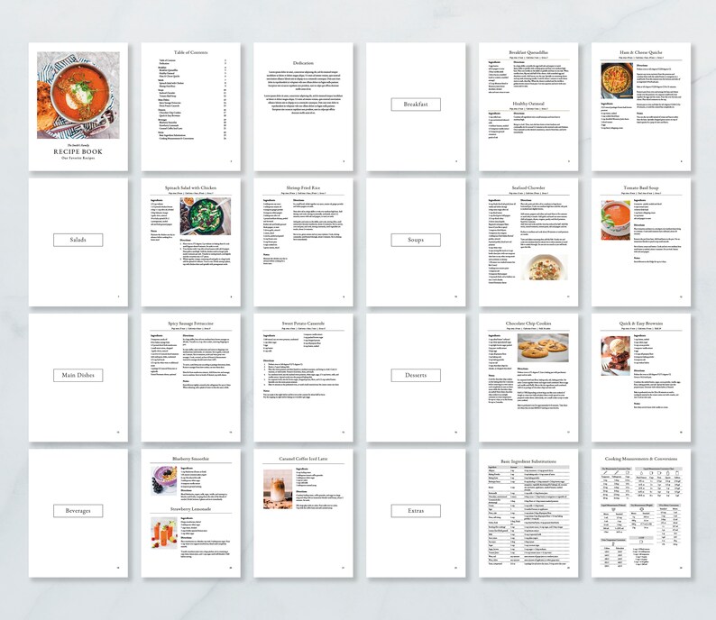 Editable Cookbook MS Word Template Classic Style Printable - Etsy