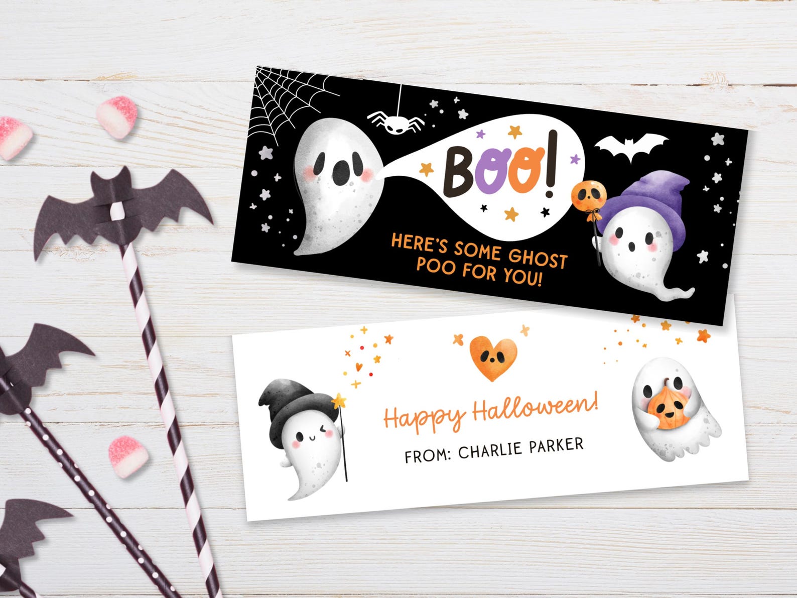 Halloween Ghost Poo Treat Bag Topper, Boo Marshmallow Favor Tag ...