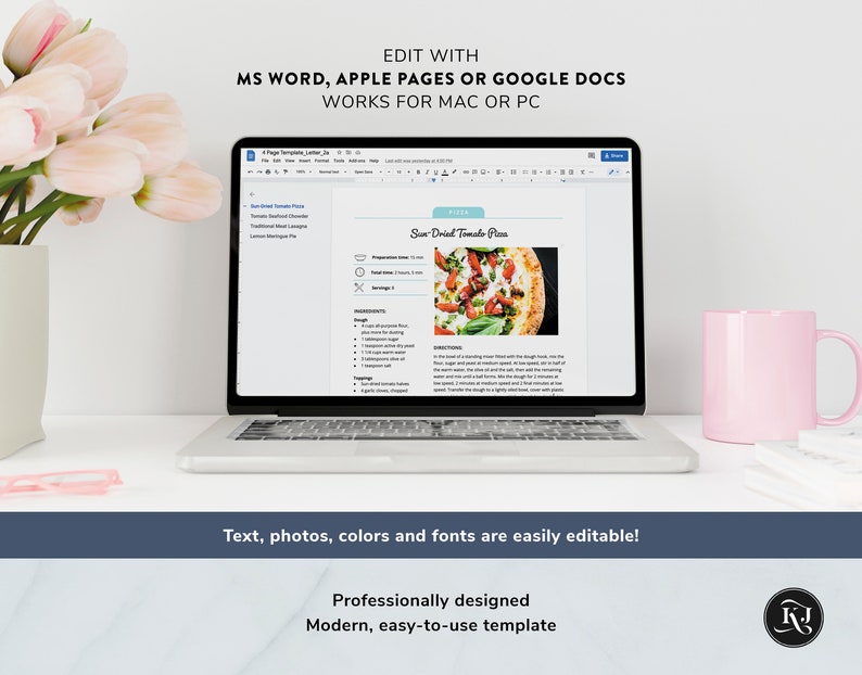 2 Recipes per Page Template Short Recipe Template MS Word - Etsy