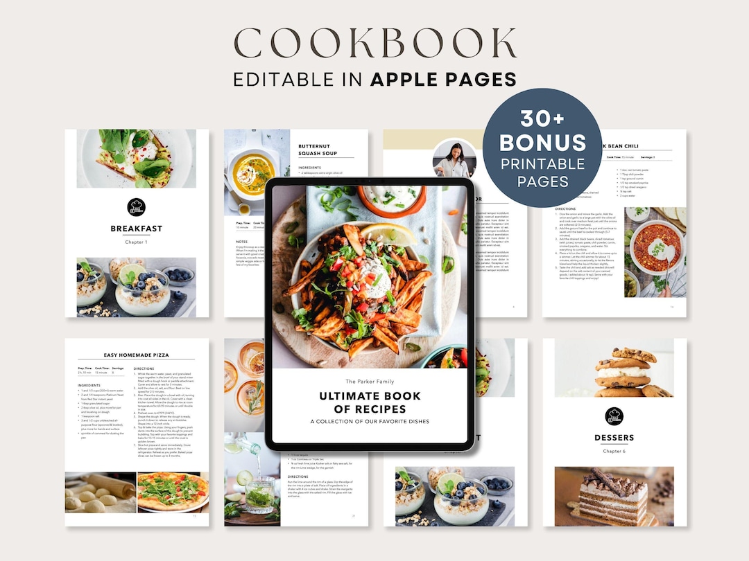 Apple Pages Editable Recipe Template, Recipe Book for Apple Pages ...