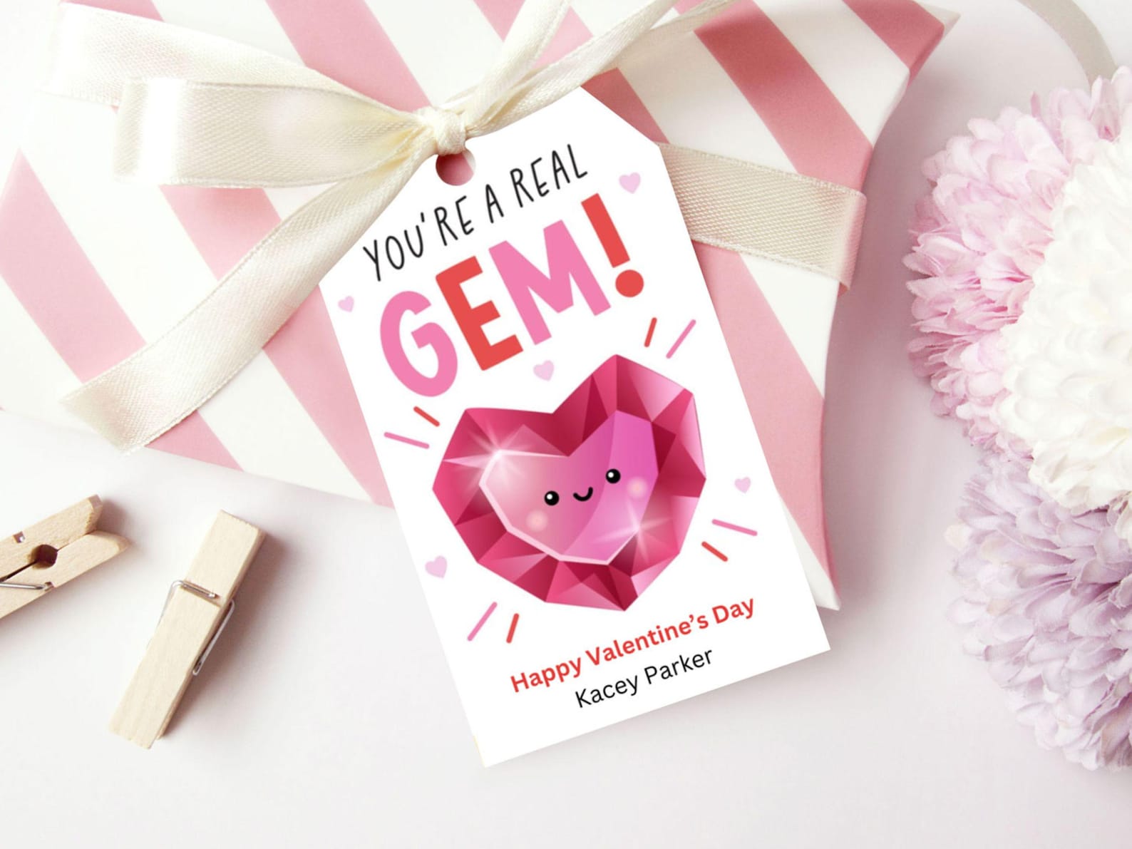 You're a Gem Valentine Card, Printable Valentine's Card, Classroom ...