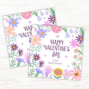 Printable Floral Valentine's Day Card, School Valentine, Classroom ...
