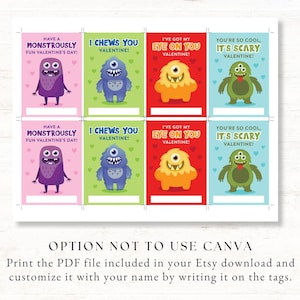 Cute Monsters Valentine Cards, Printable Classroom Valentine Cards ...