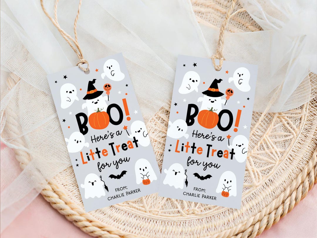 Cute Ghost Halloween Gift Tag, BOO Favor Tag, BOO Here's a Treat for ...