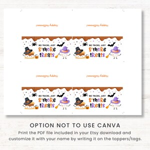 Printable Halloween S'mores Treat Tag & Topper, No Tricks Just S'more ...