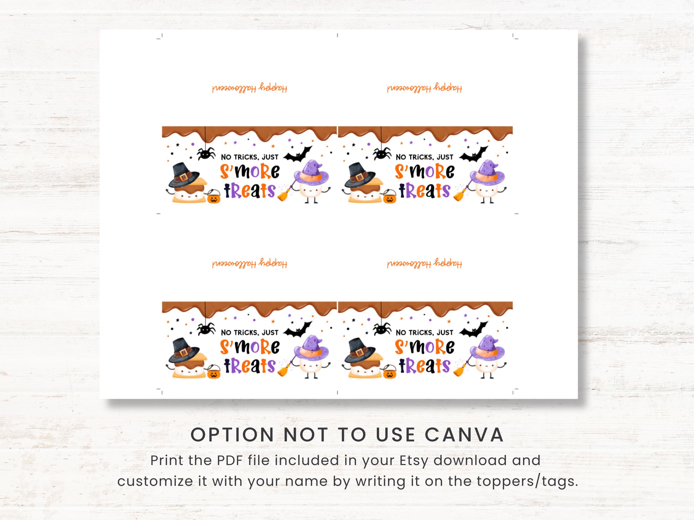 Printable Halloween S'mores Treat Tag & Topper, No Tricks Just S'more ...