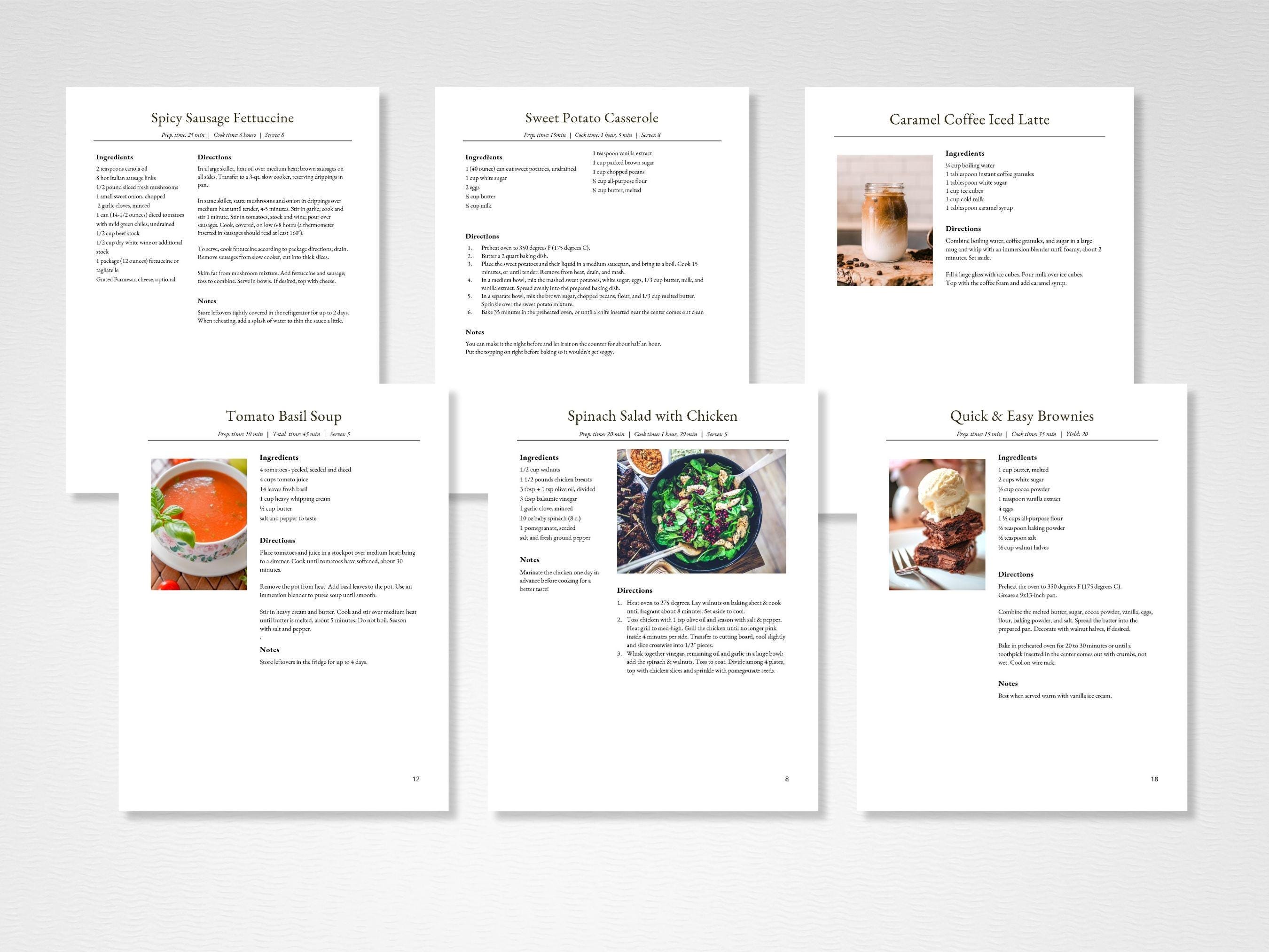 Editable Cookbook MS Word Template Classic Style, Printable Recipe Book Binder Kit, Kitchen ...