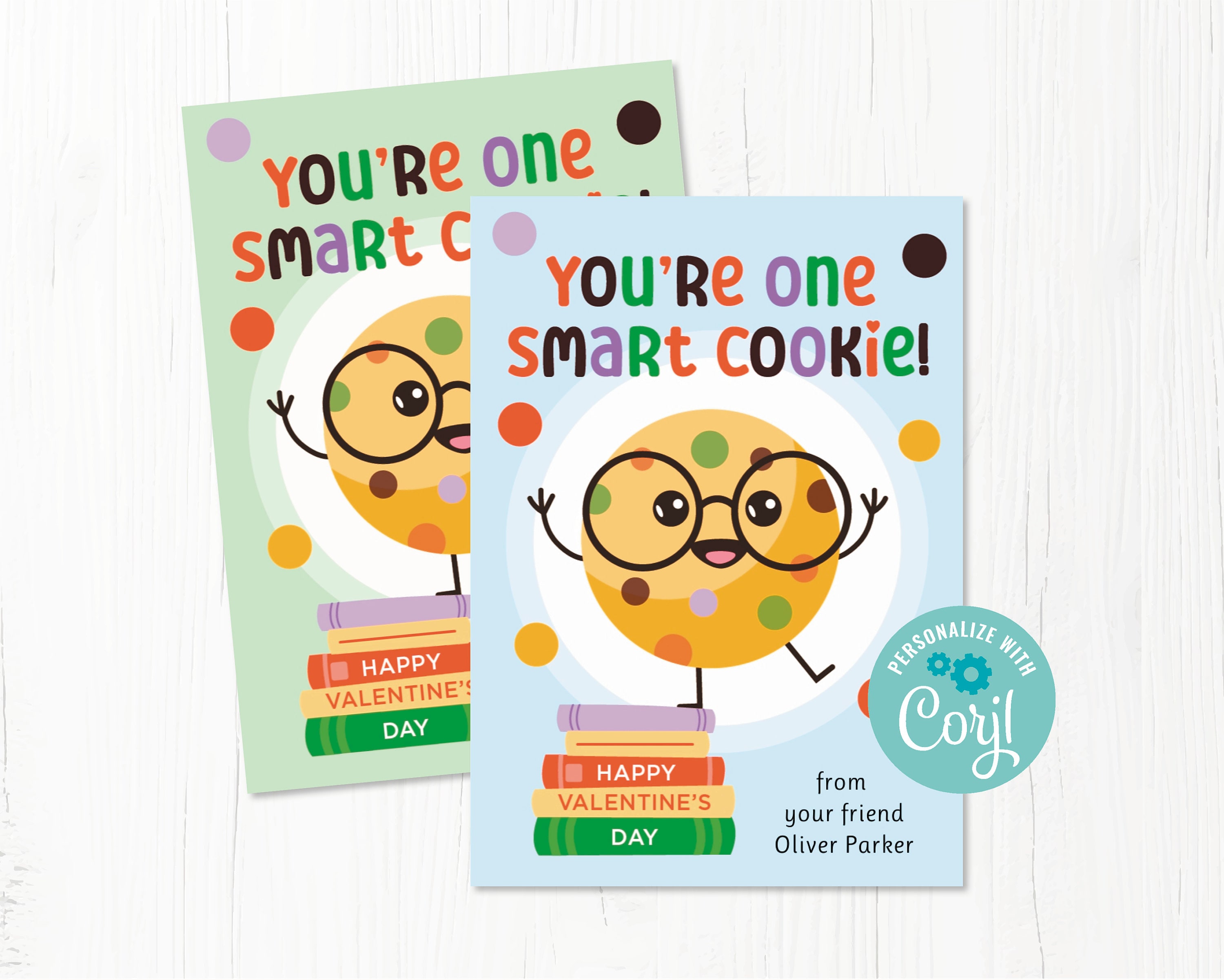 You're One Smart Cookie, Printable Valentine Card, Editable Kids ...