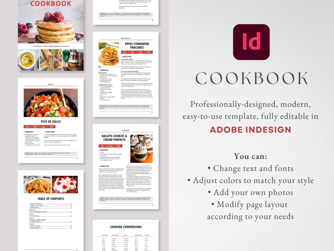 Indesign Recipe Template, Editable Adobe Indesign Recipe Book ...
