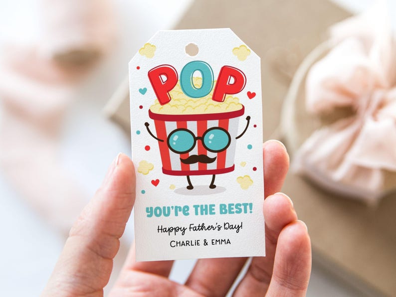 Printable Father's Day Popcorn Gift Tag, You’re the Best Dad or Grandpa ...