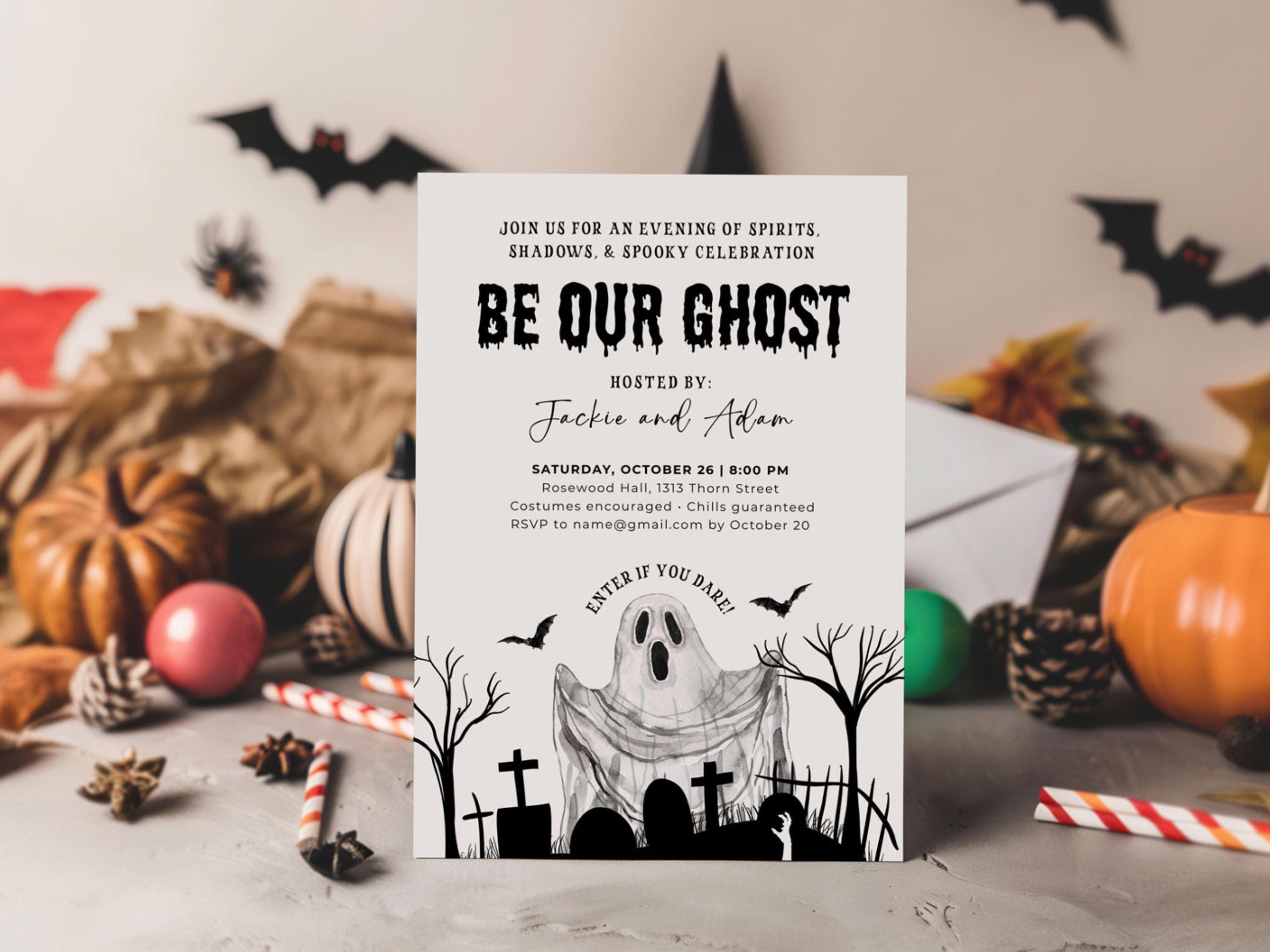 Be Our Ghost Halloween Party Invitation, Editable Halloween Invite ...