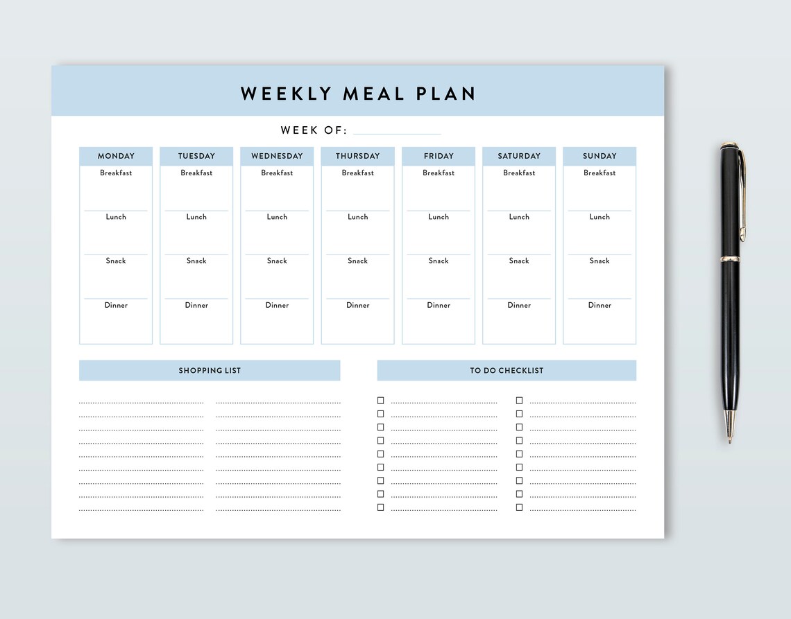 Simple Weekly Meal Planners, Pastel Printable and Fillable Meal Planner ...