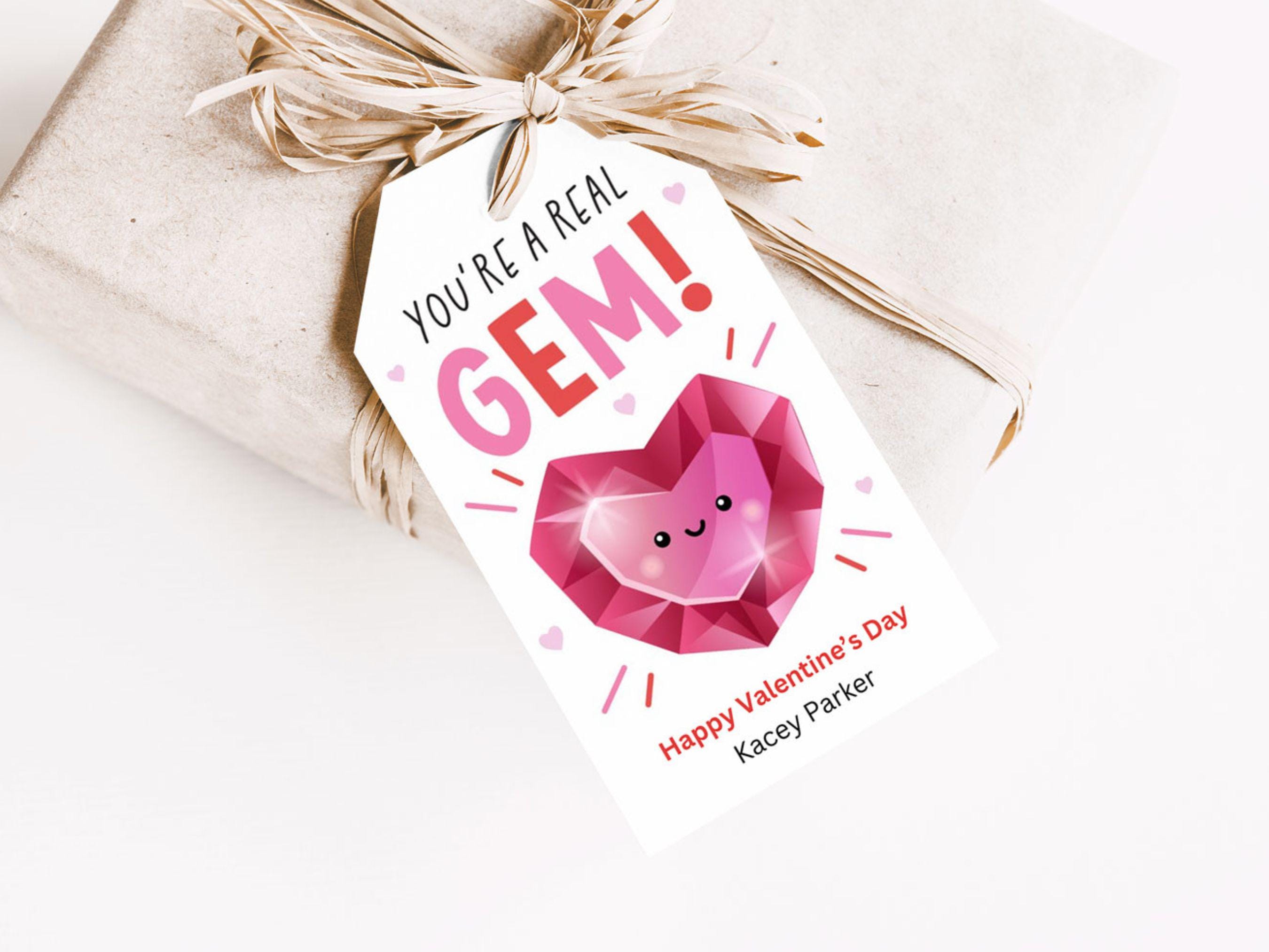 You're a Gem Valentine Card, Printable Valentine's Card, Classroom ...