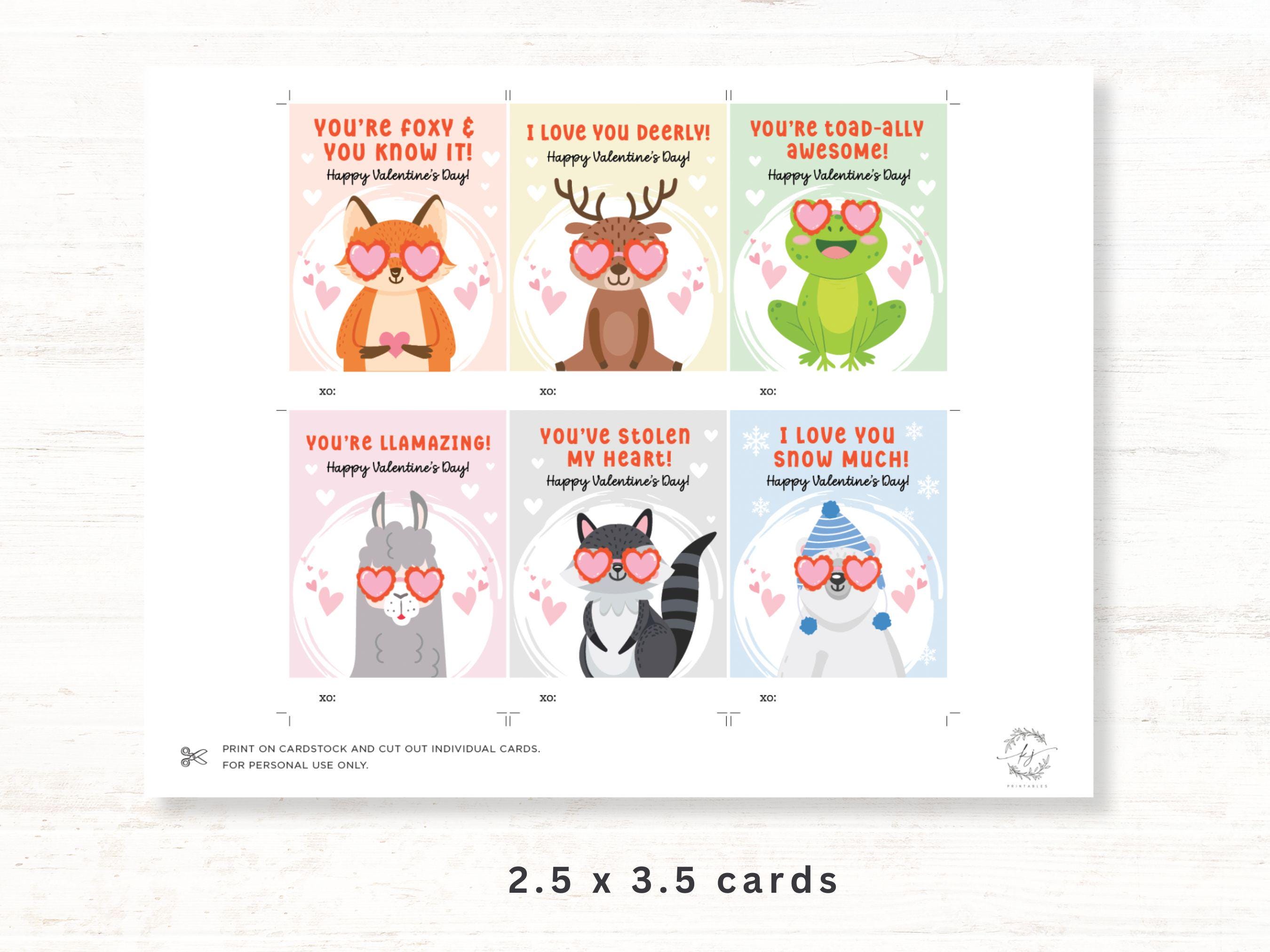 Animal Valentine's Day Cards, Animal Classroom Tags, School Valentines ...