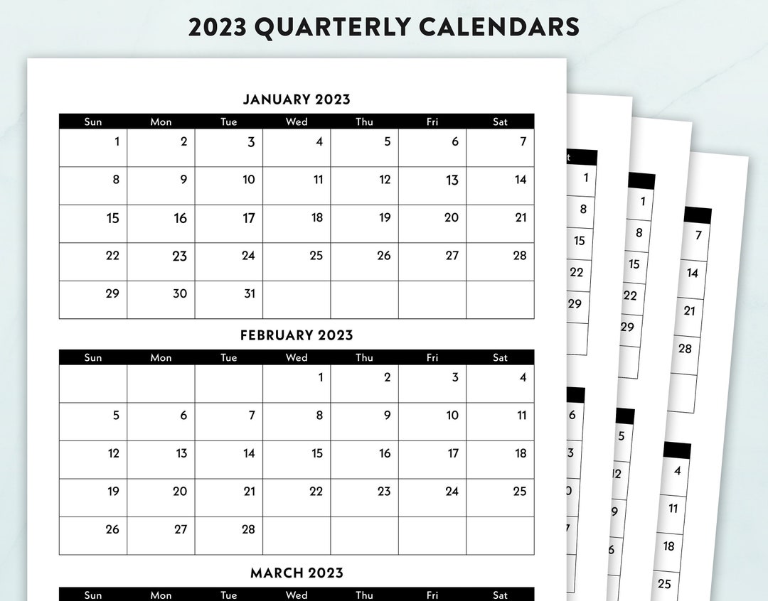2023 Quarterly Printable Calendars Legal Size 8.5x14 Simple - Etsy