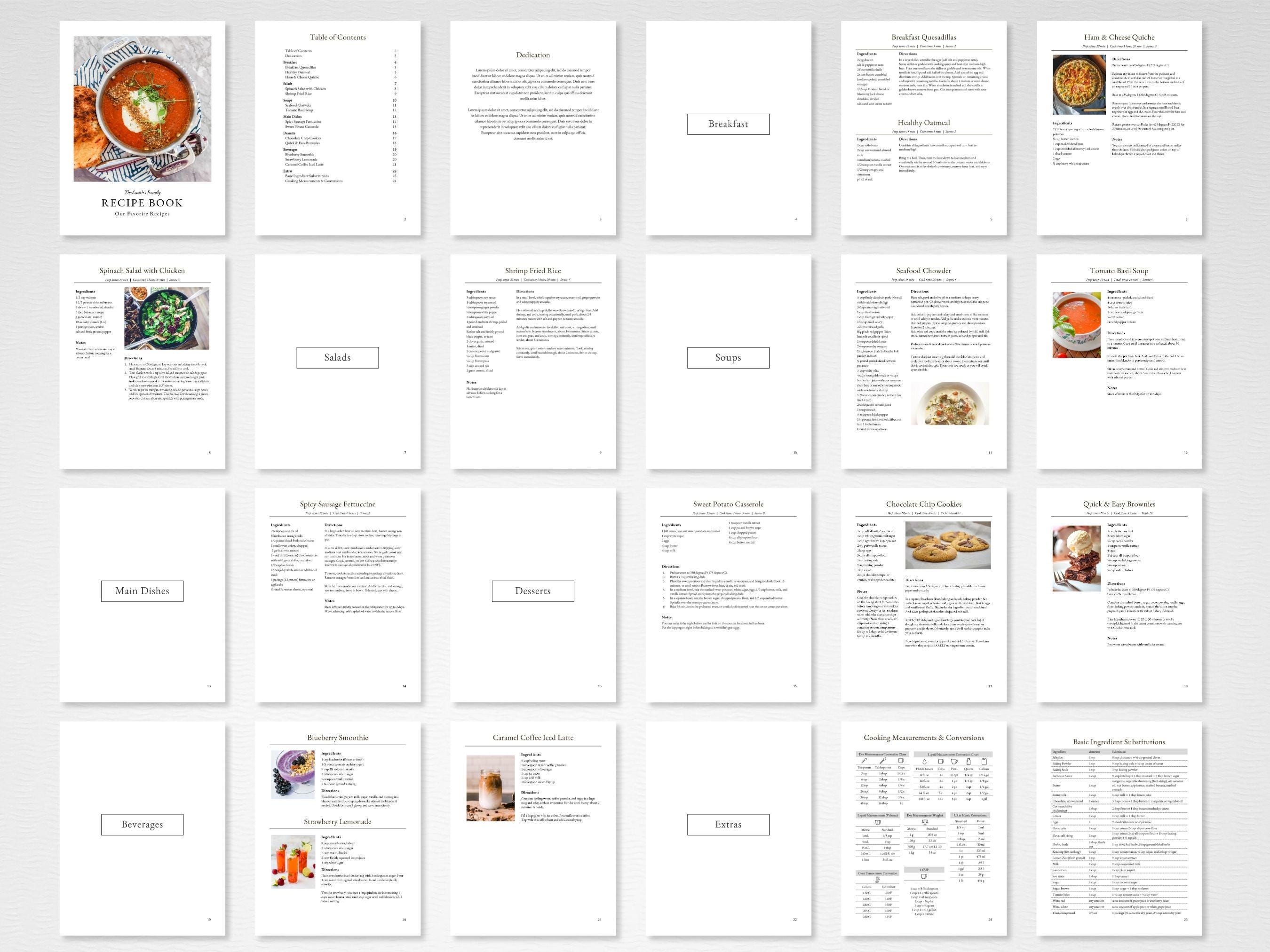 Editable Cookbook MS Word Template Classic Style, Printable Recipe Book Binder Kit, Kitchen ...