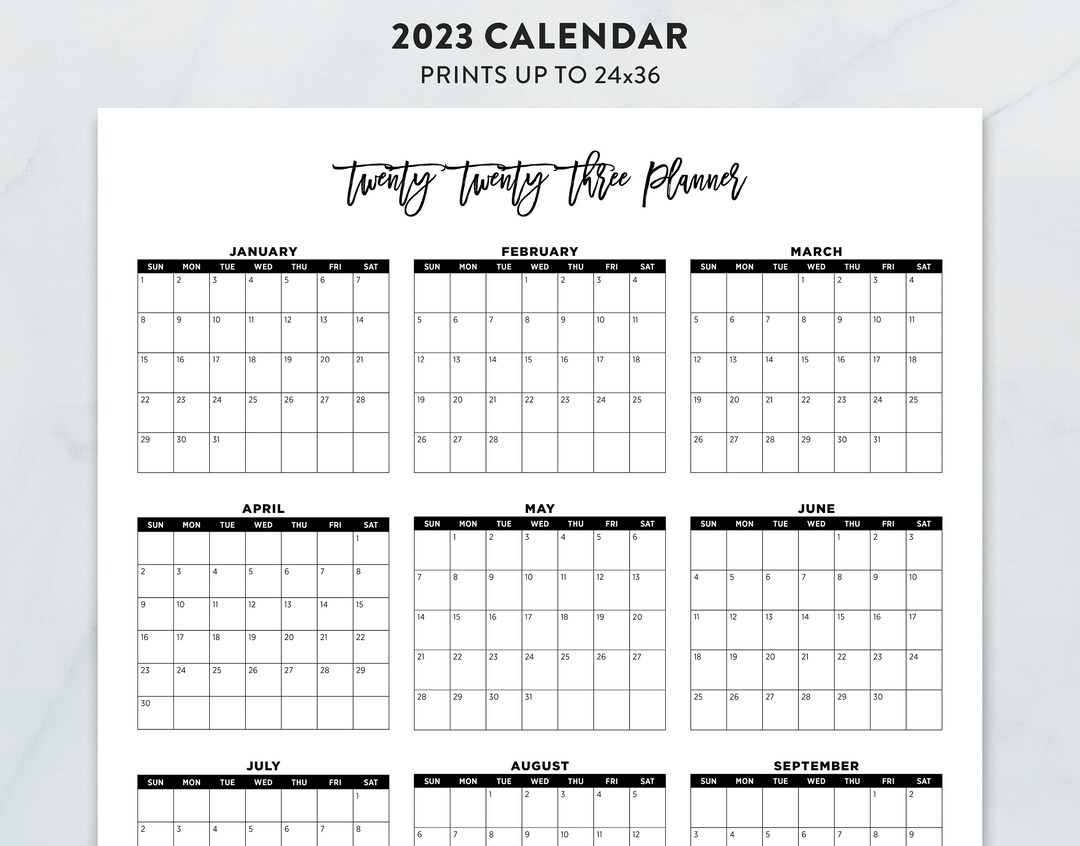 2023 Printable Wall Calendar 2023 Large Calendar 2023 Etsy Canada