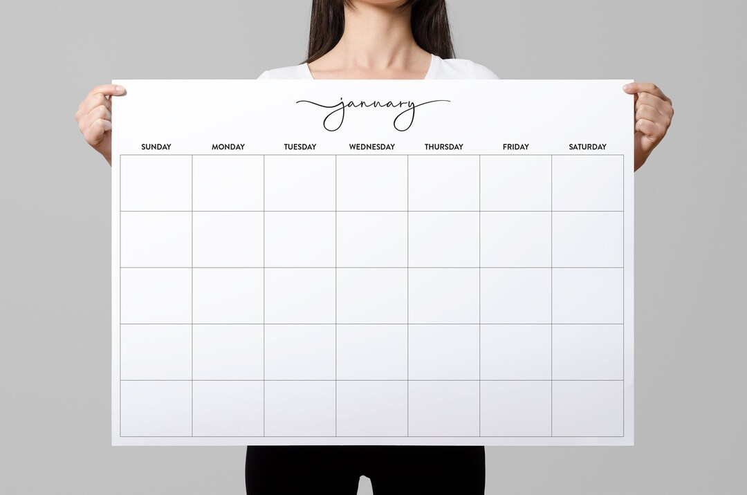 Calendario mensual imprimible en blanco, calendario mensual de pared ...