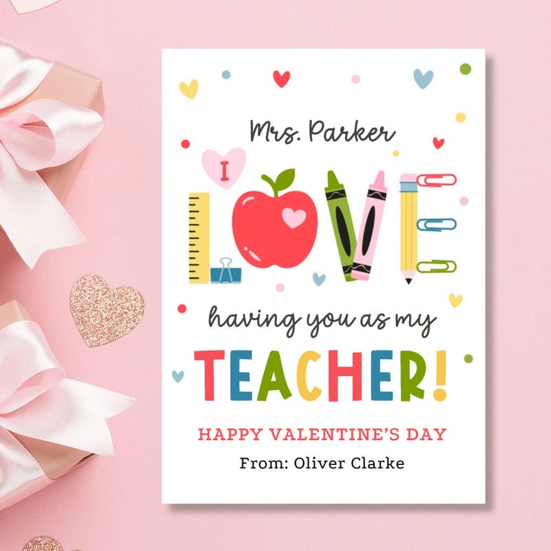 Teacher Valentine Card - Etsy