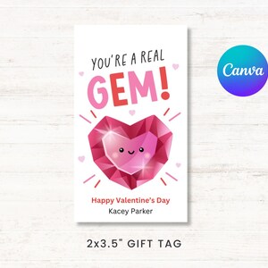 You're a Gem Valentine Card, Printable Valentine's Card, Classroom ...