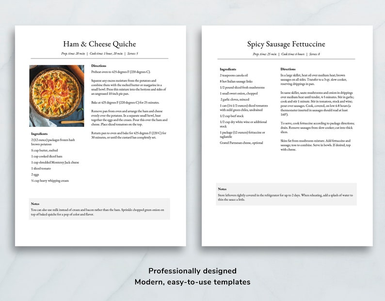 Recipe Template Google Docs Template Editable Recipe Etsy