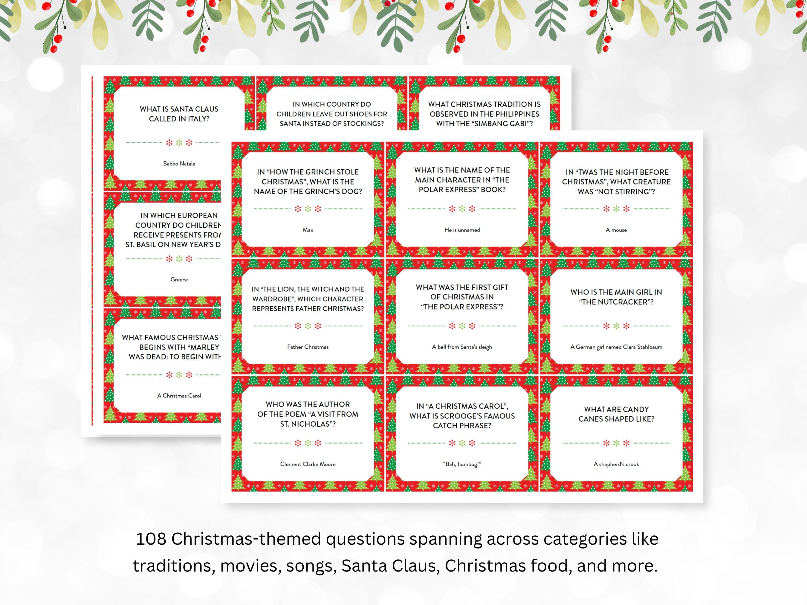 Christmas Trivia, Trivia Quiz, Printable Christmas Party Game, Fun ...