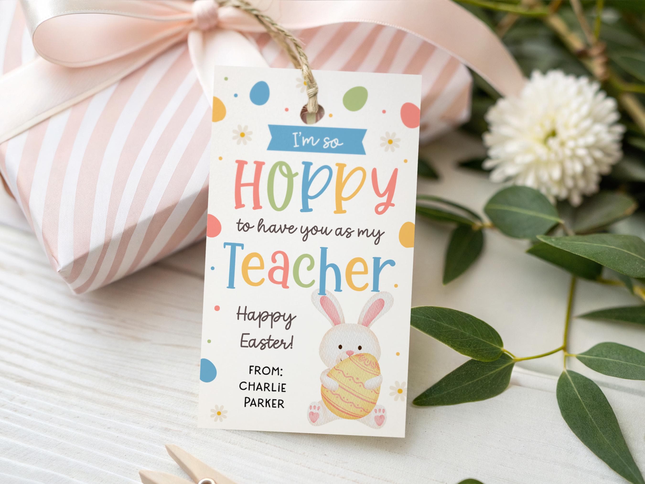 Printable Bunny Gift Tag, Easter School Favor From Student, Edit in ...