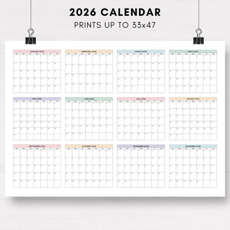 Oversize 2026 Calendar - Etsy