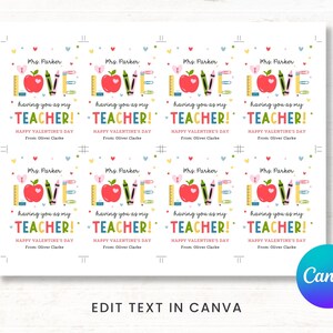 Printable Teacher Valentine Tag, I Love Having You as My Teacher Card ...